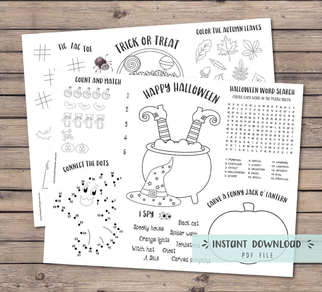 Halloween Kids Activity Coloring Sheets, Halloween Party Favor ...