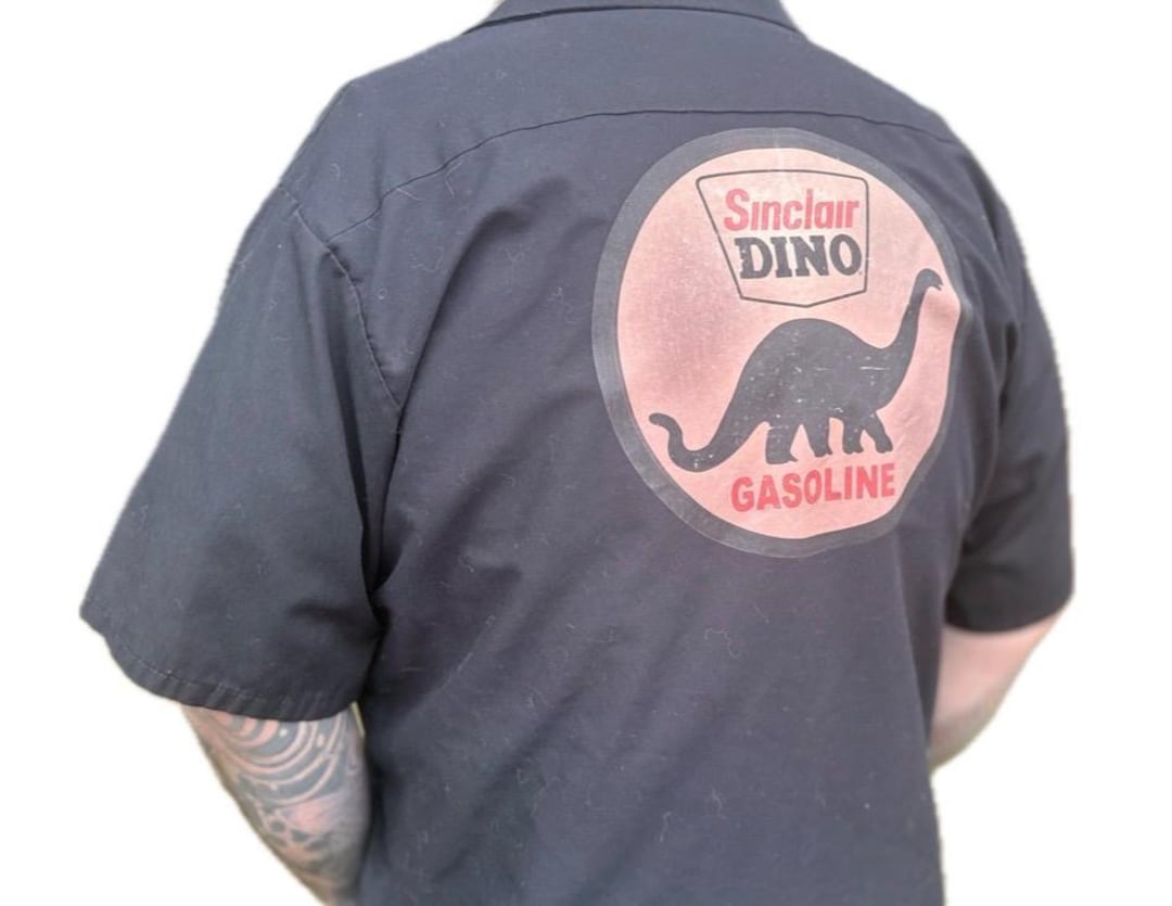 Red Kap Vintage Gas Station Shirt, Black Button Down, Sinclair Dino ...
