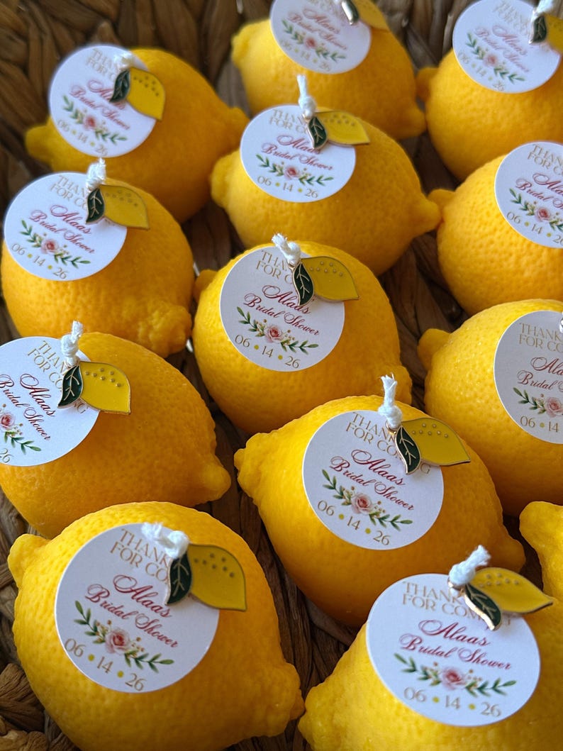 Personalized Lemon Candles | Wedding Bridal Shower Favors, Italian ...