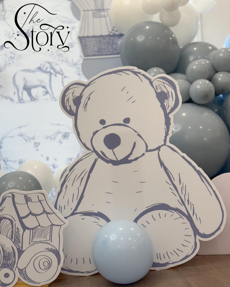 Blue Teddy Bear Cutout: Baby Shower Decoration (PNG Digital Download ...