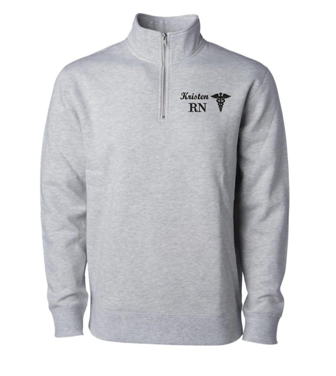 Embroidered Personalized Caduceus Medical Quarter Zip Sweatshirt ...