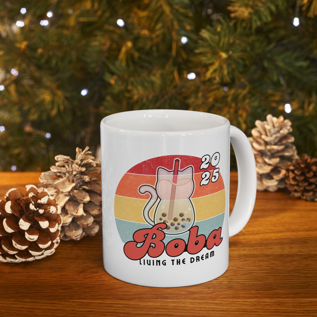 Boba Cat Ceramic Mug: Kawaii Coffee Cup for Tea Lovers - Etsy