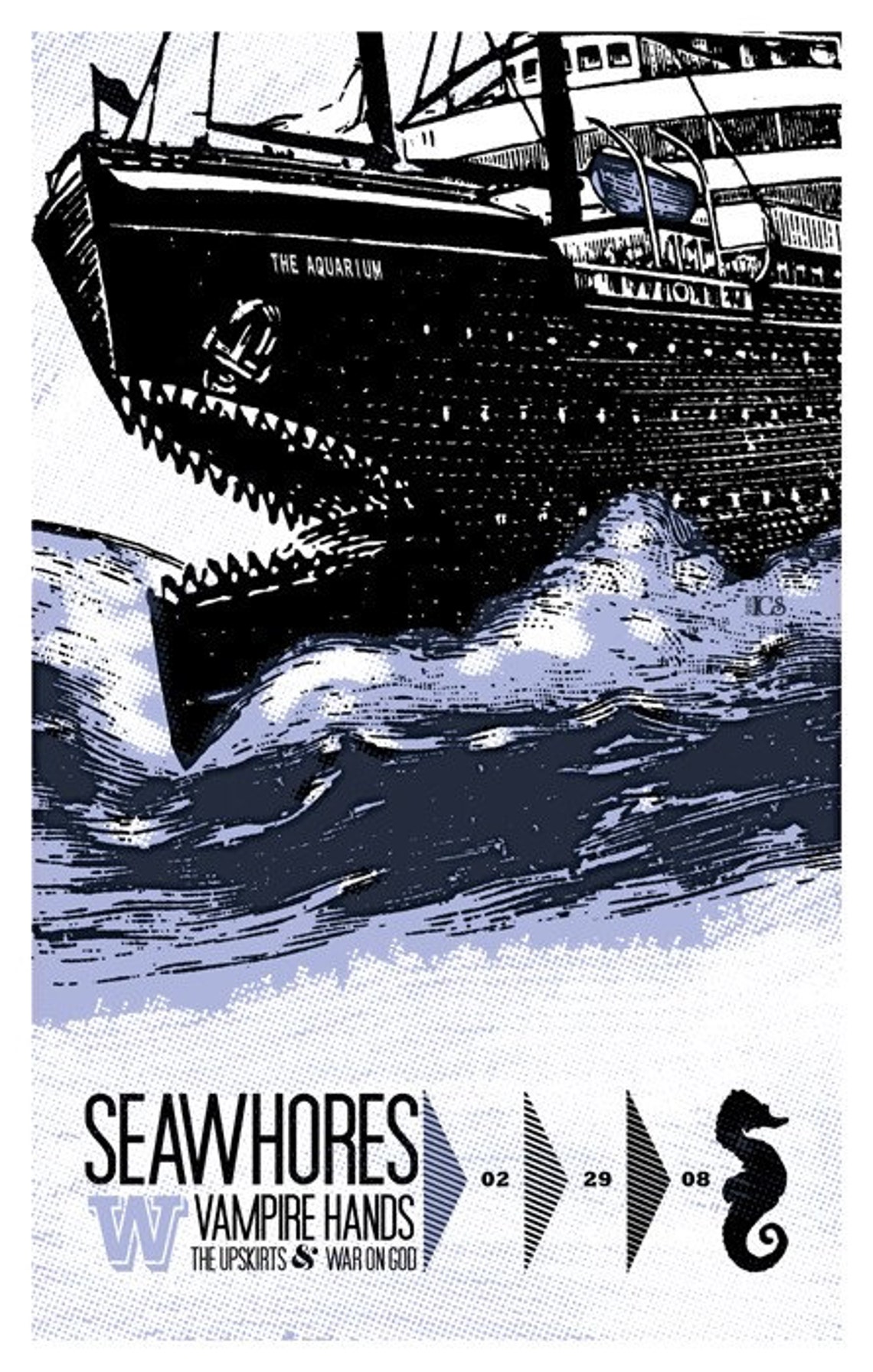 SEAWHORES Screen Print Gig Poster - Aquatic, Blue, Water, Aquarium ...