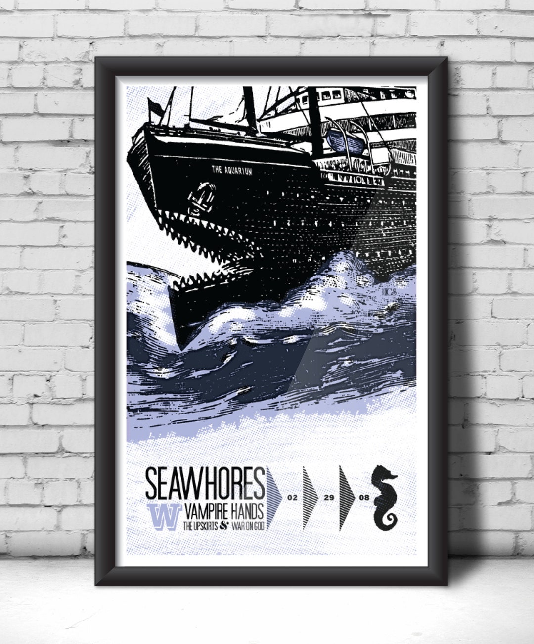 SEAWHORES Screen Print Gig Poster - Aquatic, Blue, Water, Aquarium ...