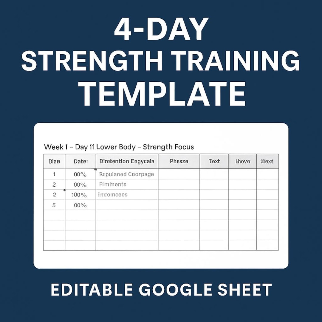 Editable Strength Training Template – 5-day Program for Coaches (excel ...