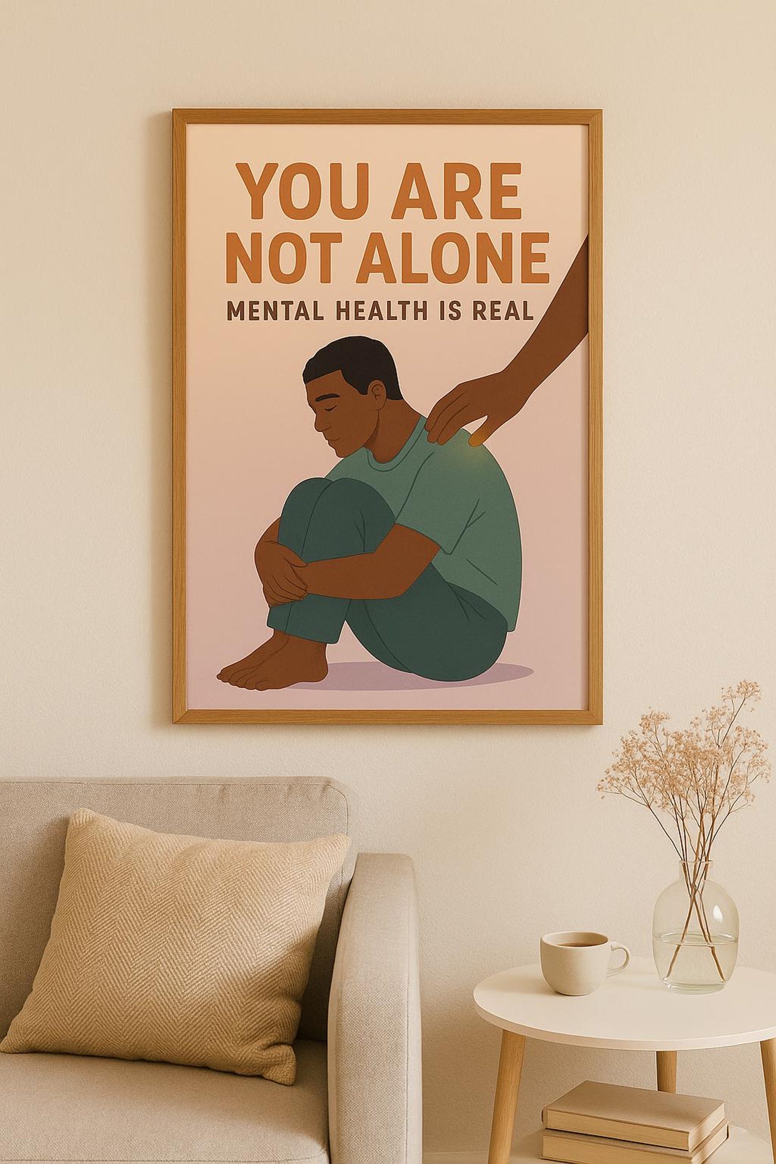 You Are Not Alone Mental Health Poster – Inspirational Wall Art for ...