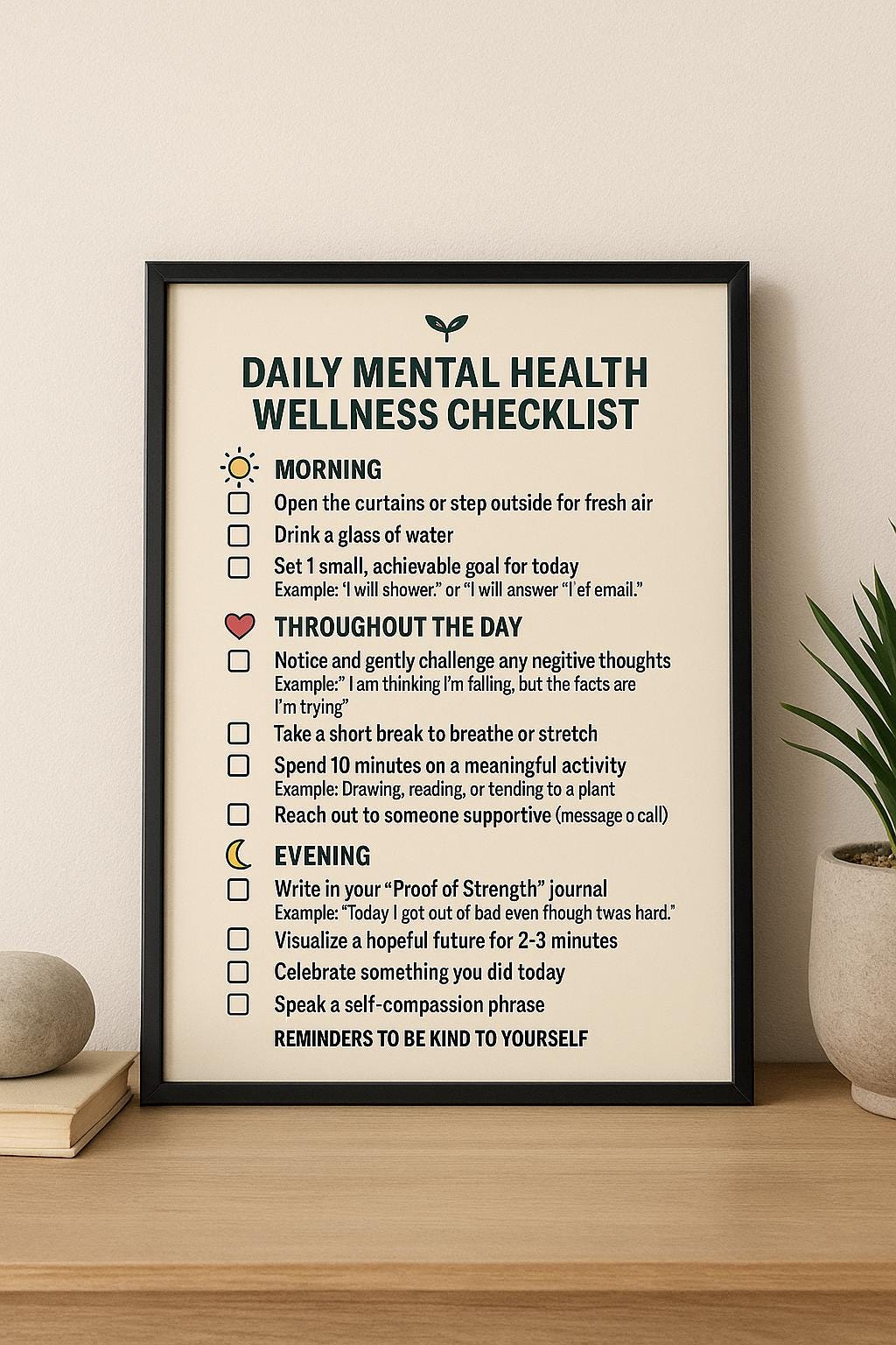 Daily Mental Health Wellness Checklist Printable – Self-care Routine ...