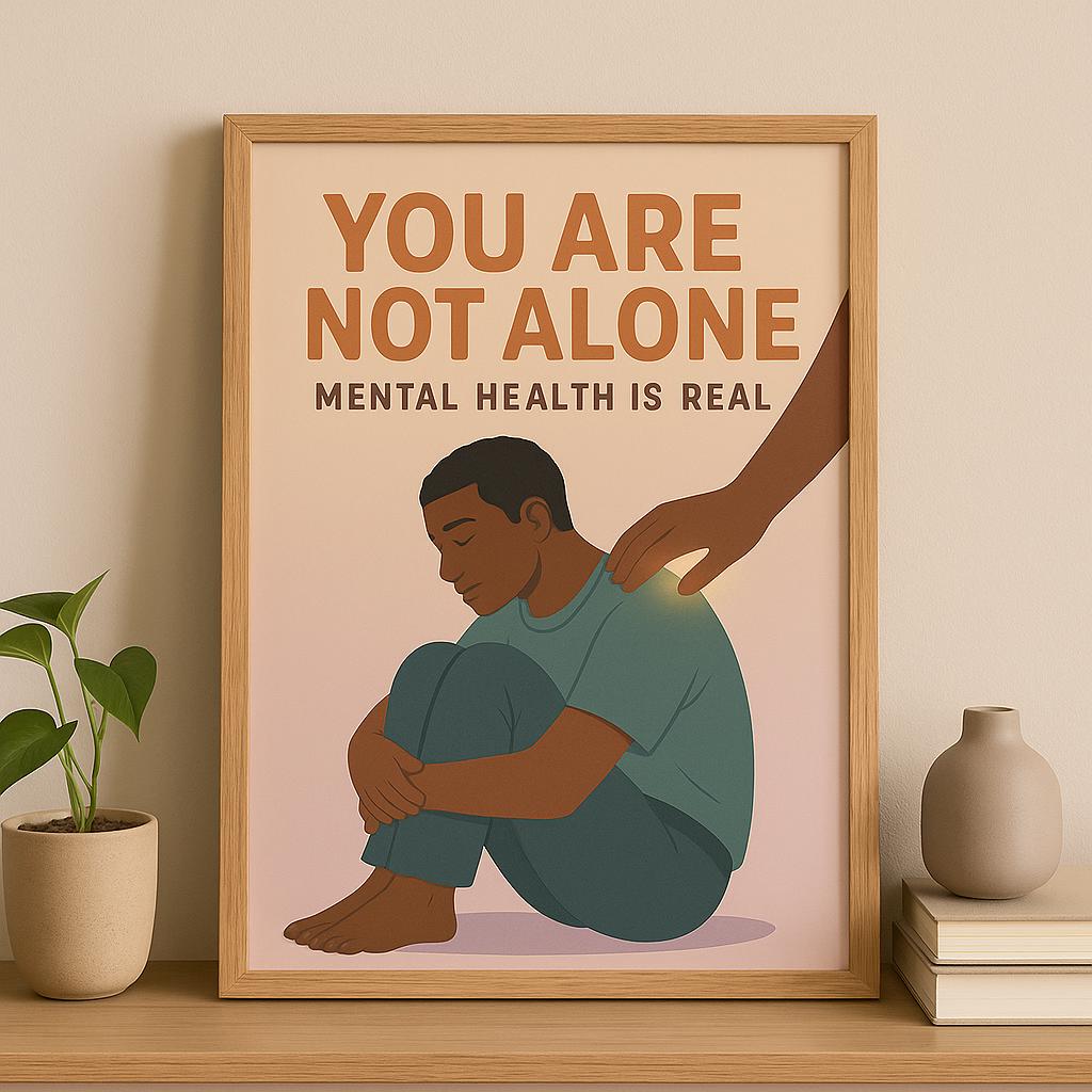 You Are Not Alone Mental Health Poster – Inspirational Wall Art for ...