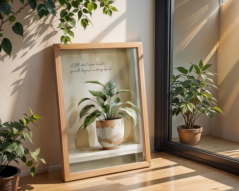 Motivational Potted Plant Printable | Botanical Quote Wall Art ...