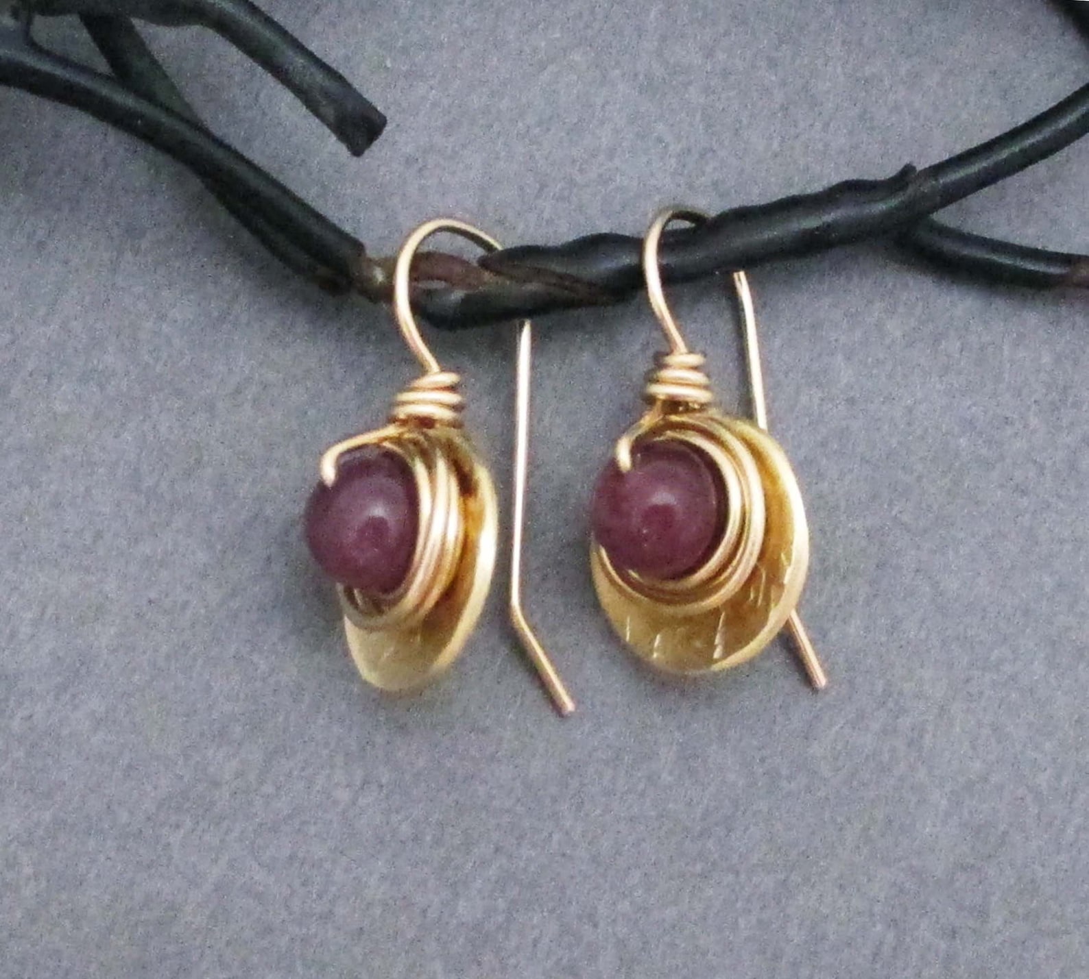 Genuine Ruby Earrings Gold Tone Small Drop Dangles Real Rubies - Etsy