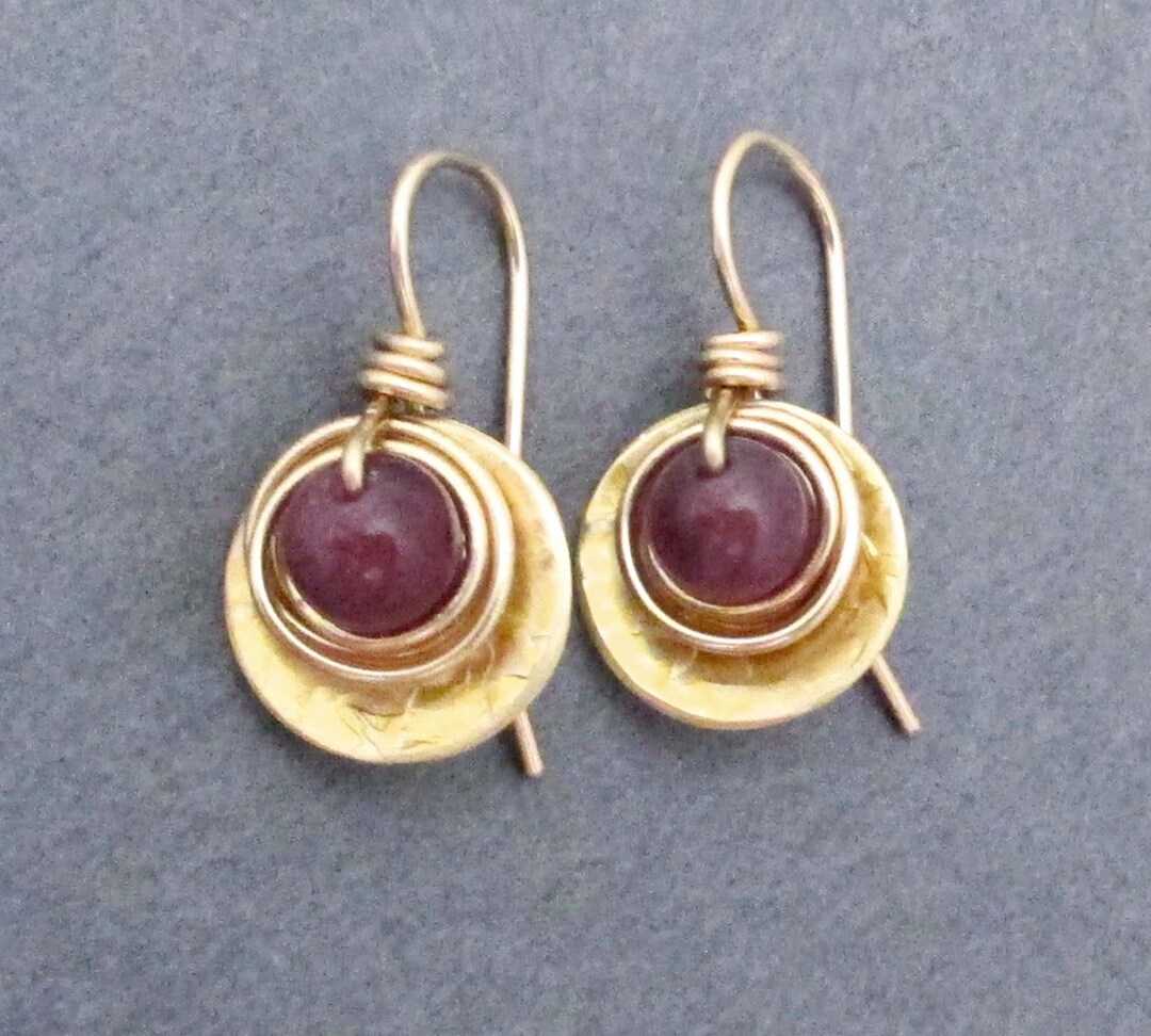Genuine Ruby Earrings Gold Tone Small Drop Dangles Real Rubies July ...