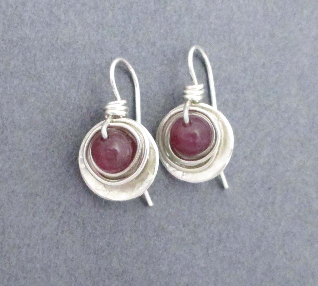 Real Ruby Earrings Sterling Silver Small Drop Dangles Genuine Rubies ...