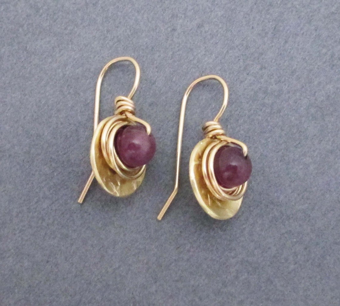Genuine Ruby Earrings Gold Tone Small Drop Dangles Real Rubies - Etsy