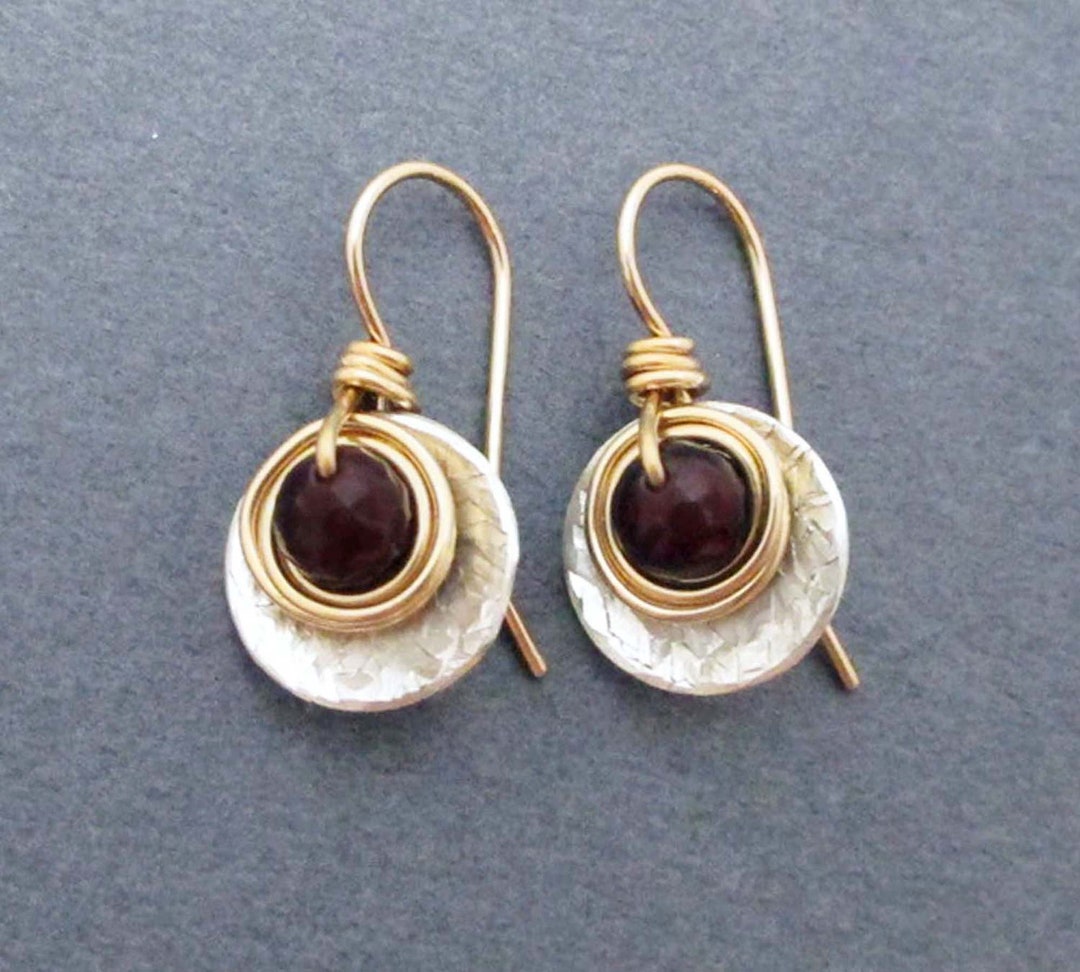 January Birthstone Genuine Garnet Earrings Gold Filled and Sterling ...