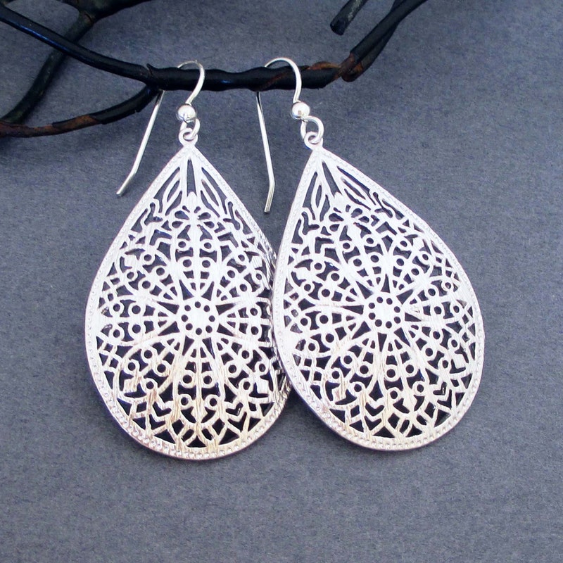 Silver Arabesque Hoops - Etsy