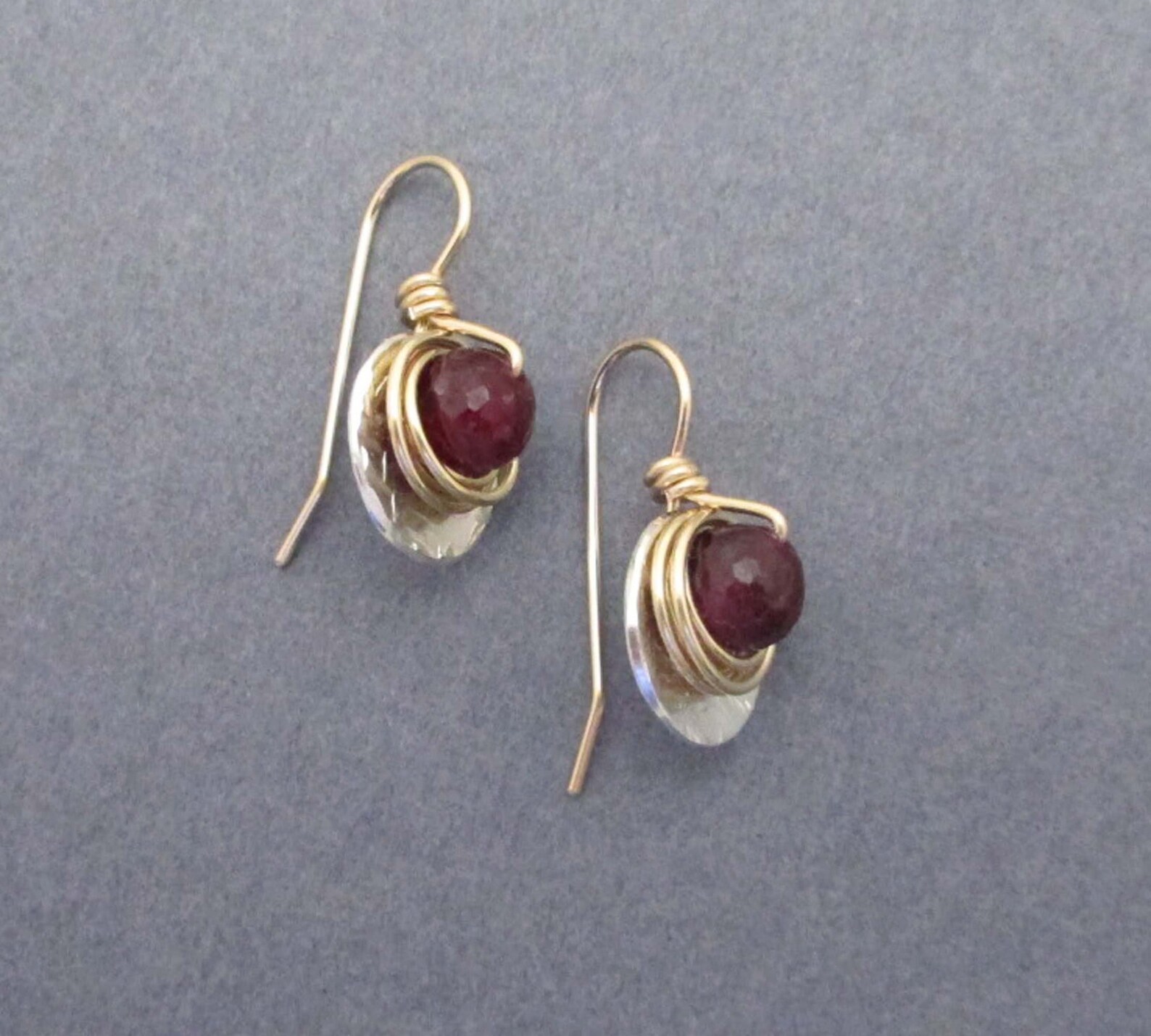 Genuine Ruby Earrings Sterling Silver and Gold Fill Ear Wires - Etsy