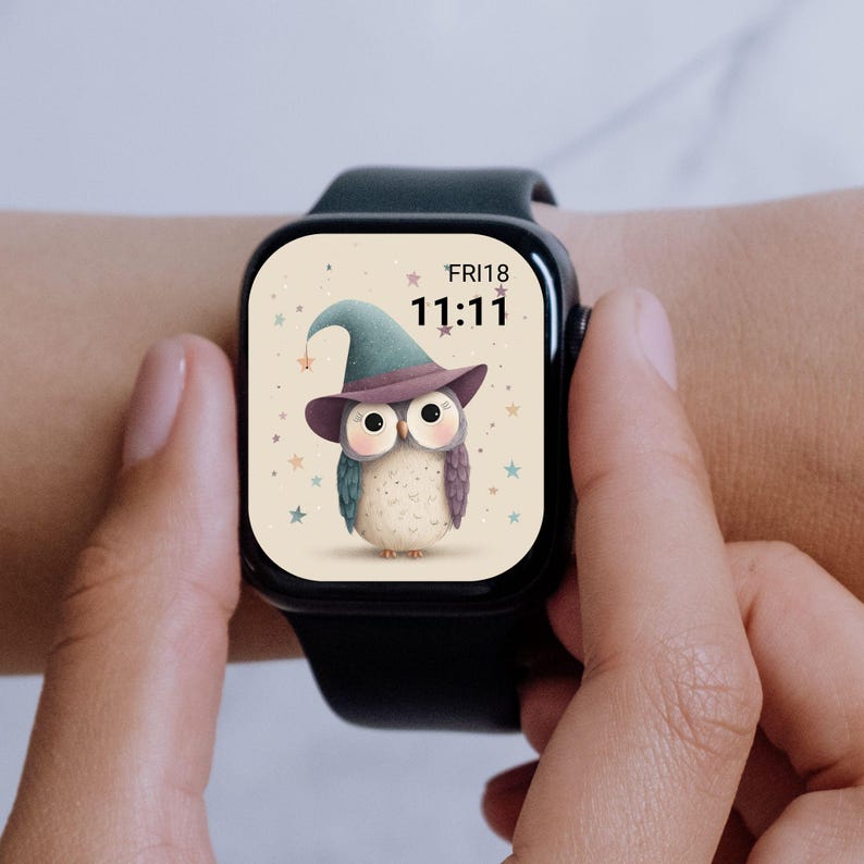 Cute Owl Witch Halloween Apple Watch Wallpaper | Kawaii Fall Digital ...