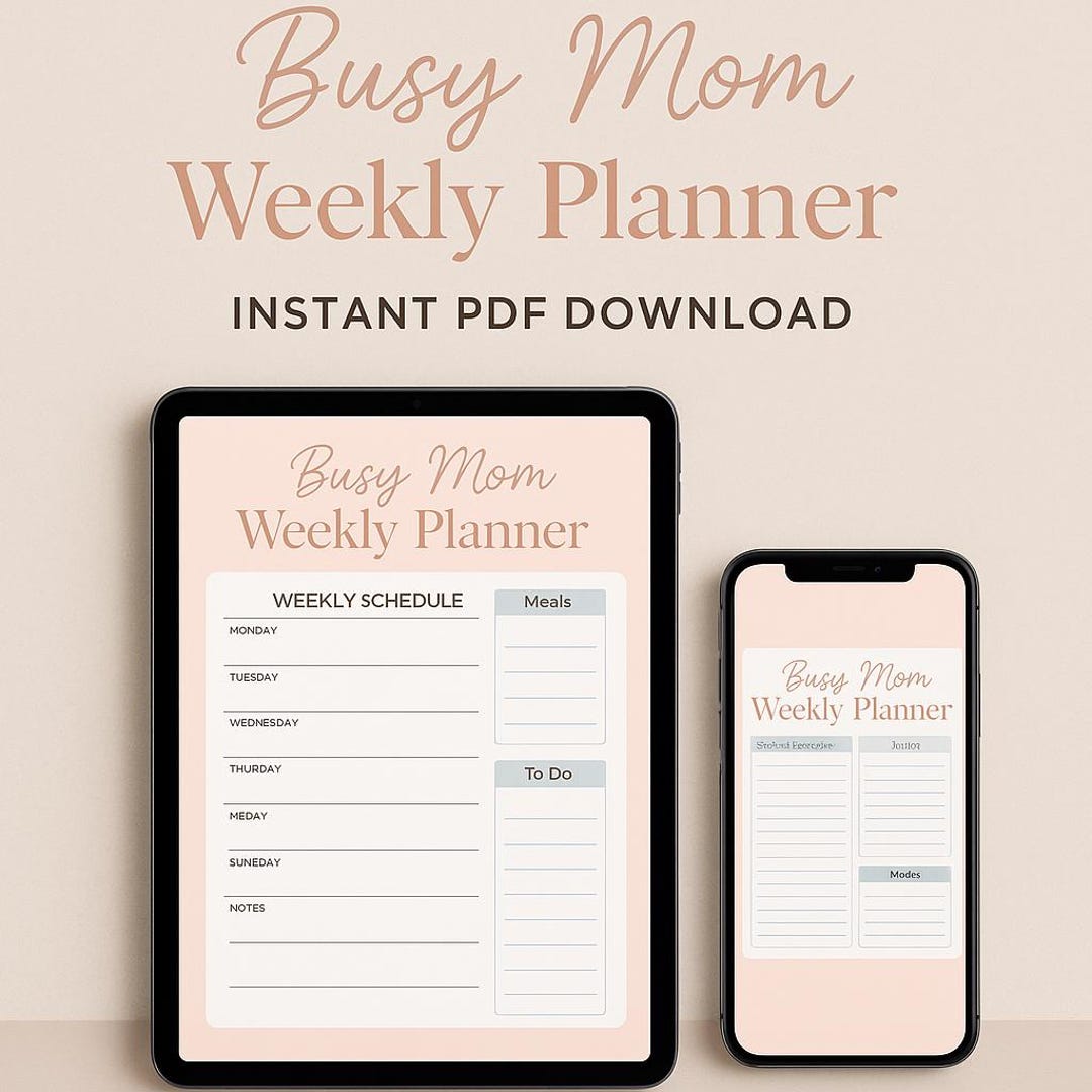 Busy Mom Weekly Planner Printable | Weekly Schedule Organizer PDF ...