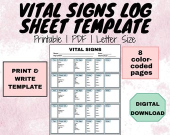 Vital Signs Log Sheet: Nursing Student Clinical Record (PDF Template ...