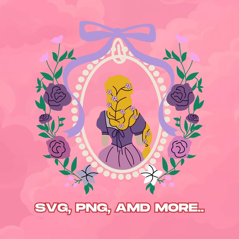 Rapunzel SVG, Princess Silhouette Png, Tangled Braid Svg, Fairy‑tale ...