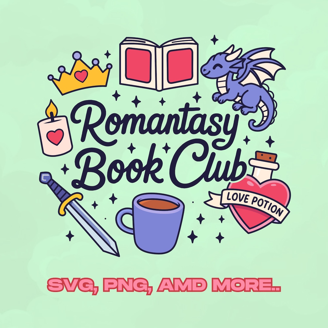 Romantasy Book Club SVG PNG | Fantasy Romance Dragon Sword Mug Design ...