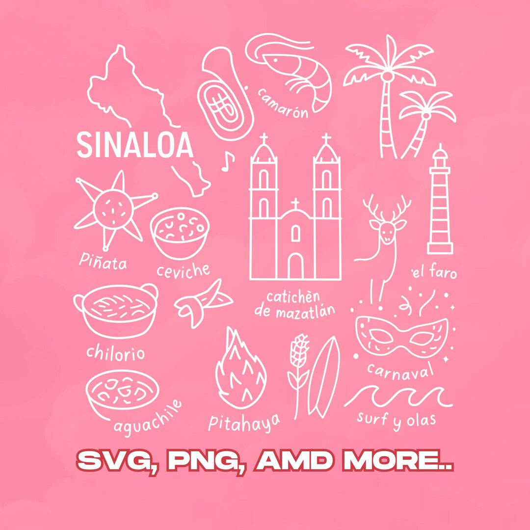 Sinaloa Mexico SVG PNG, Cultural Icons Clipart Design | Camarón Shrimp ...