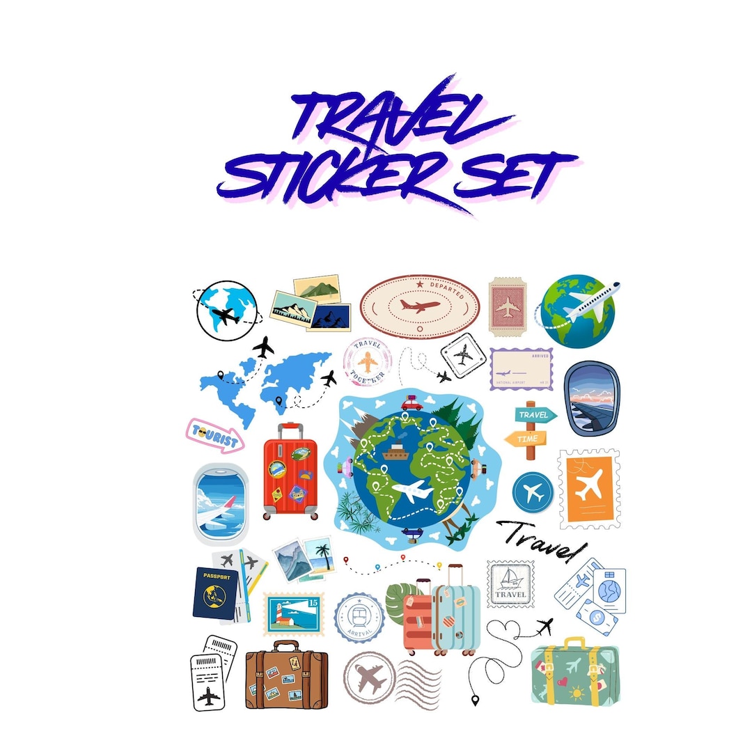 Travel Sticker Set | Fun Air Travel Stickers | Airplanes, Luggage & Sky ...