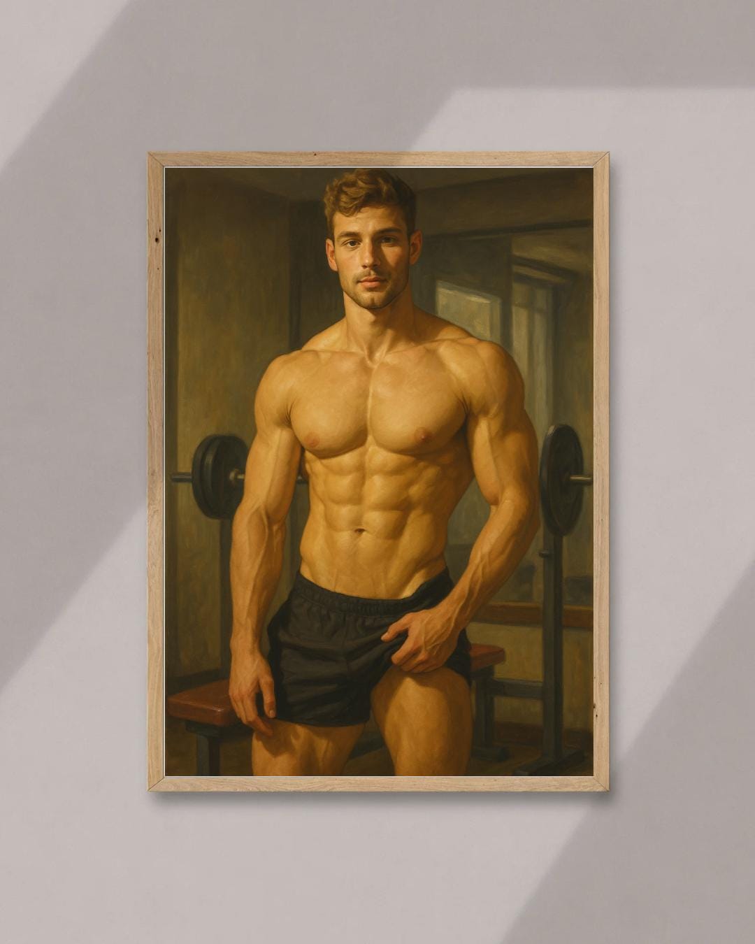 Digital Art Print Gay Gym Poster Male Nude Body Art Queer Fitness