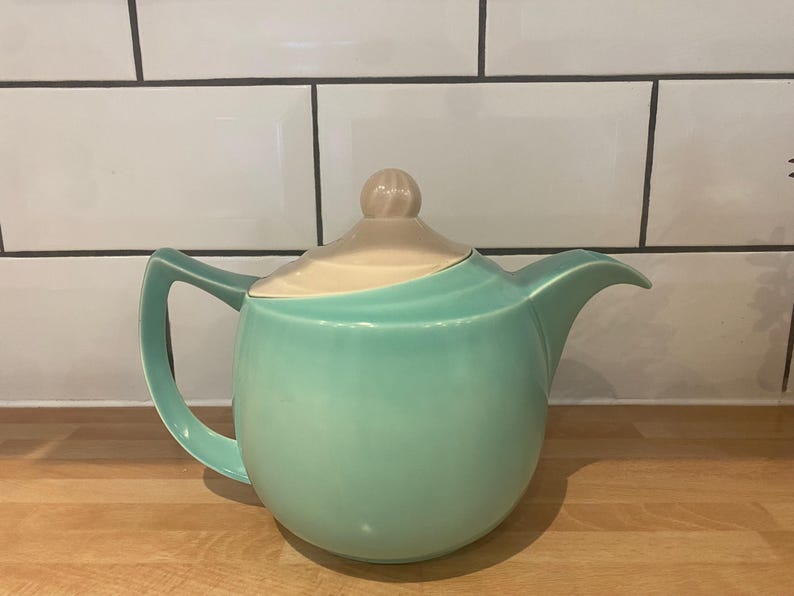 Brinkstone 1950s Teapot Art Deco Green and White Colour Way Midcentury ...