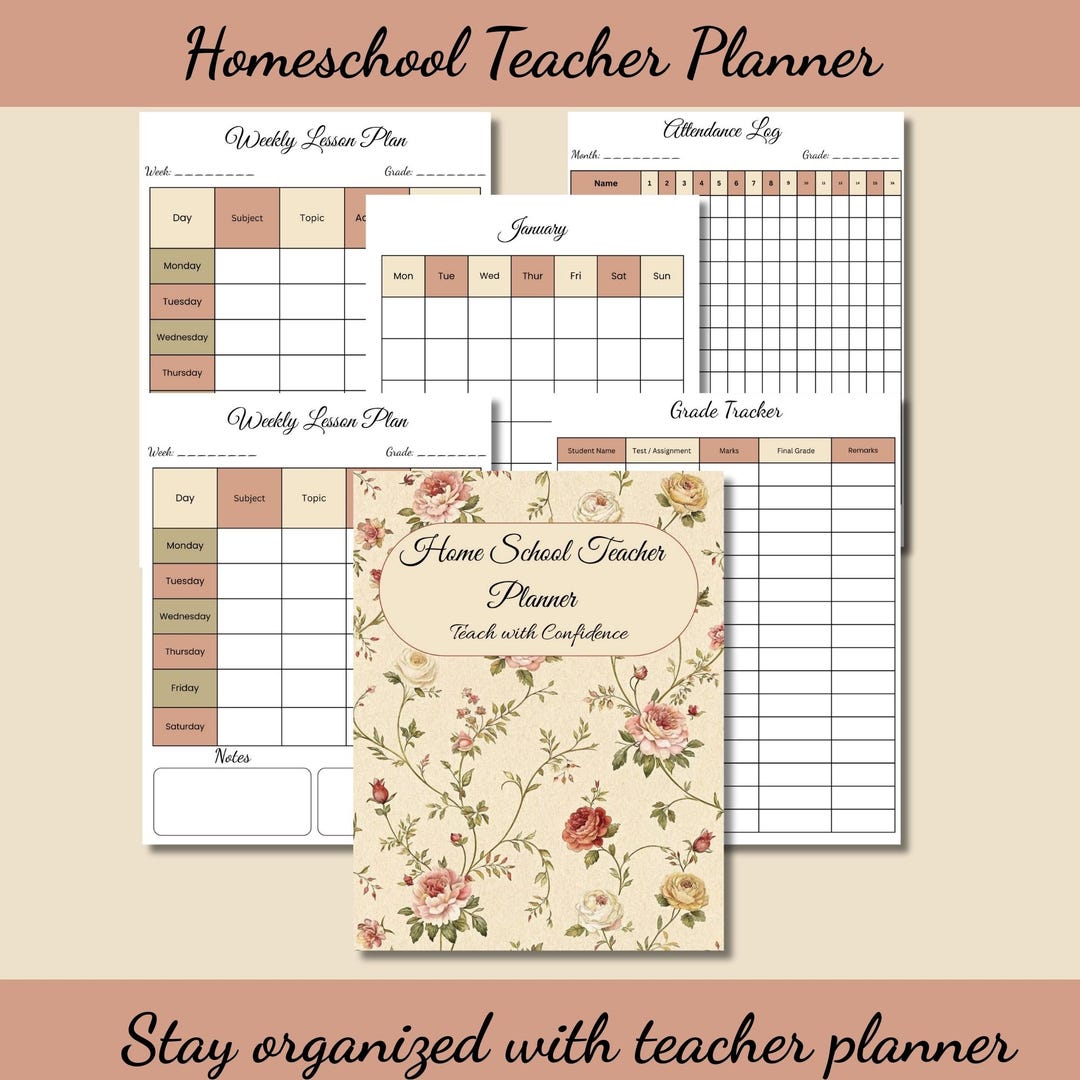 Homeschool Teacher Planner Printable PDF | Editable Lesson Planner ...