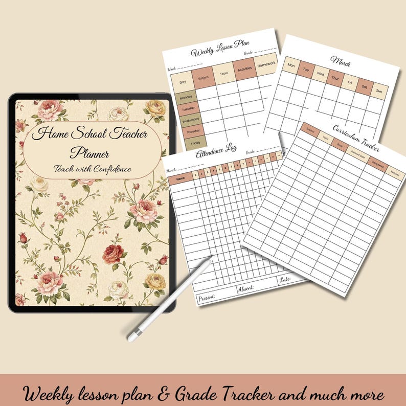 Homeschool Teacher Planner Printable PDF | Editable Lesson Planner ...