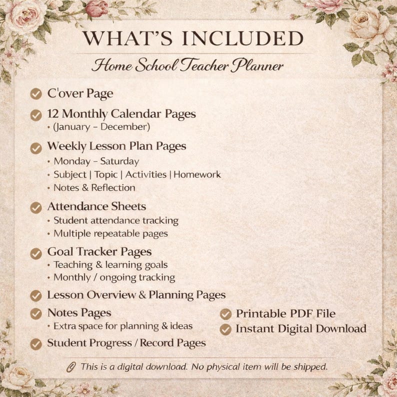 Homeschool Teacher Planner Printable PDF | Editable Lesson Planner ...