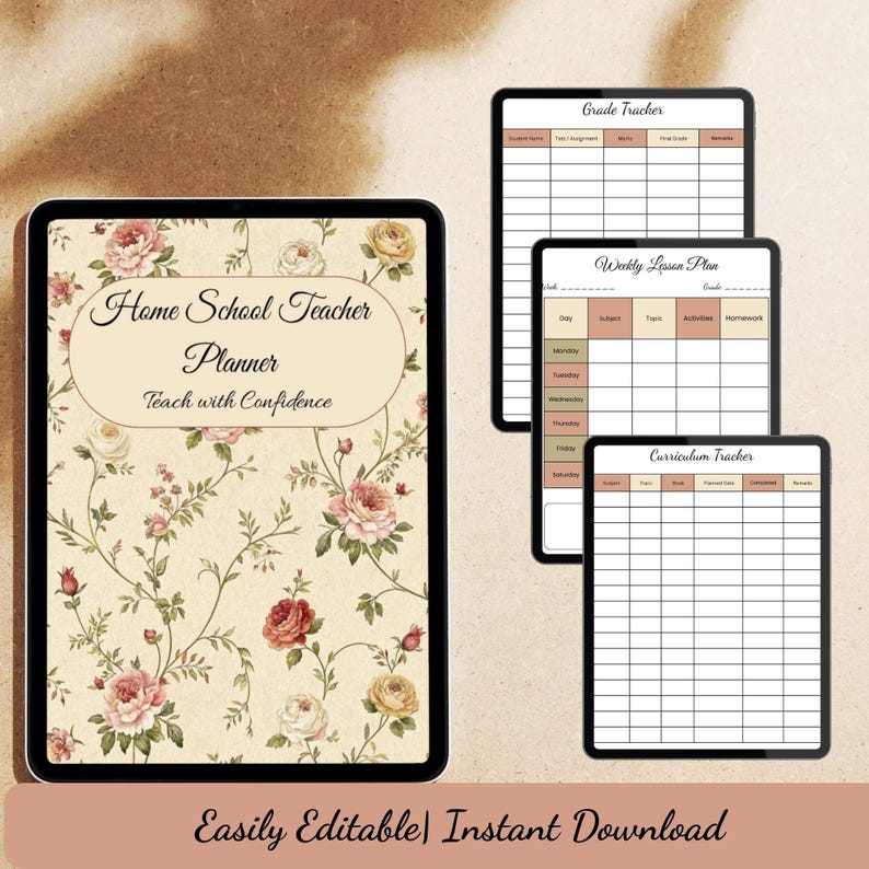 Homeschool Teacher Planner Printable PDF | Editable Lesson Planner ...