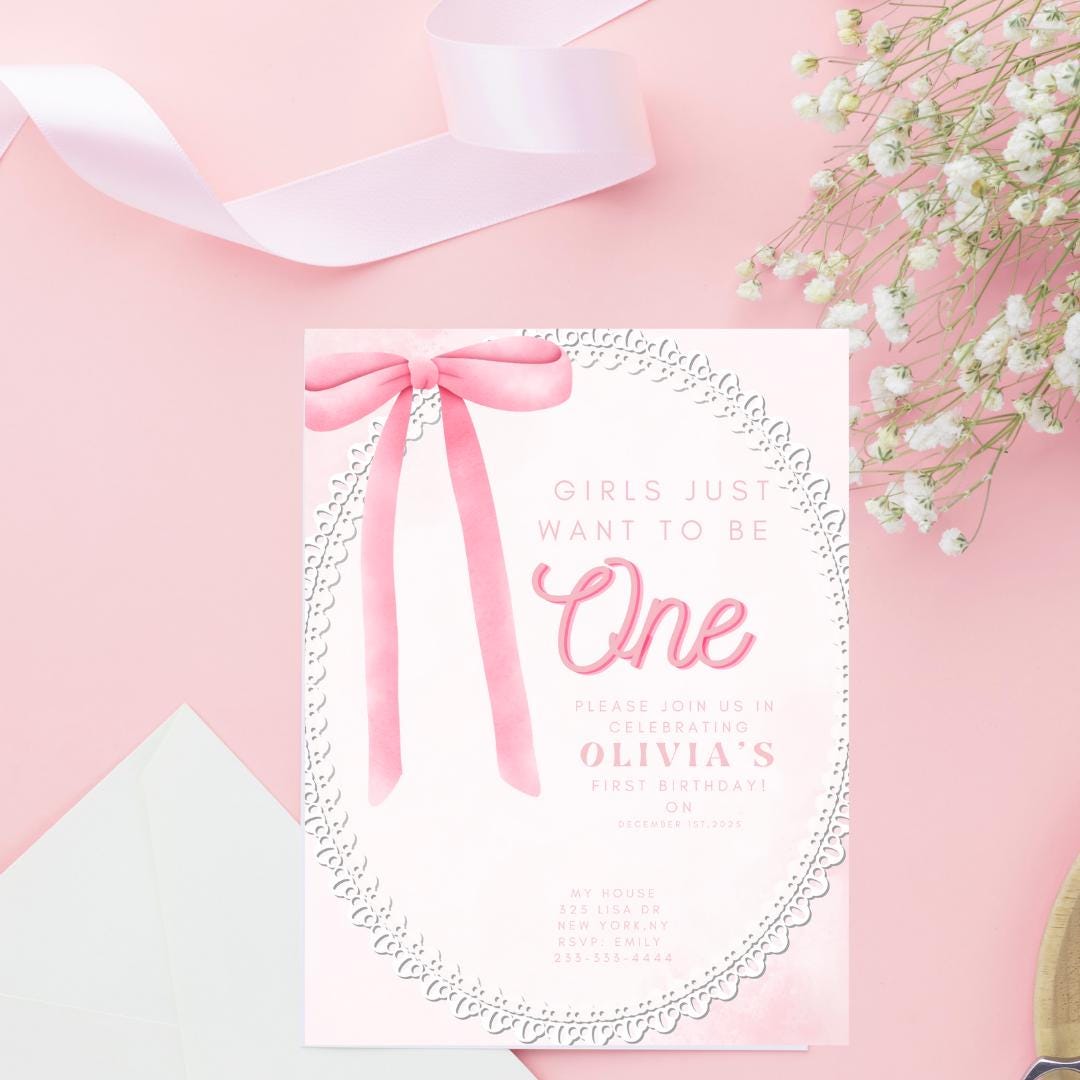 Editable Girls Just Want to Be One Birthday Invitation, First Birthday ...