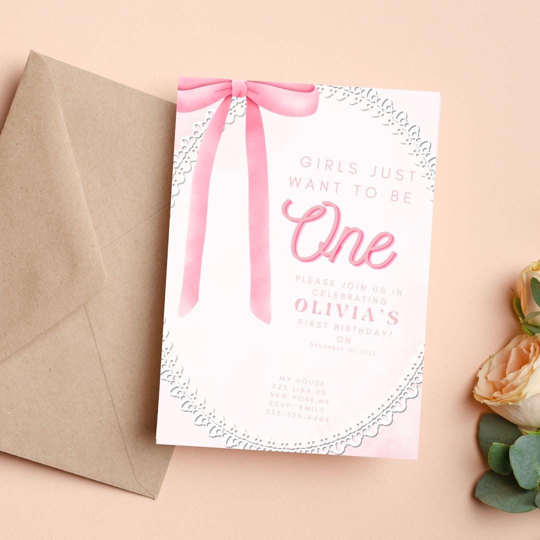 Editable Girls Just Want to Be One Birthday Invitation, First Birthday ...