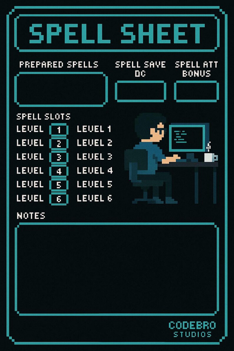 Pixel Art Dnd Character Sheets Printable Dungeons and Dragons PDF ...