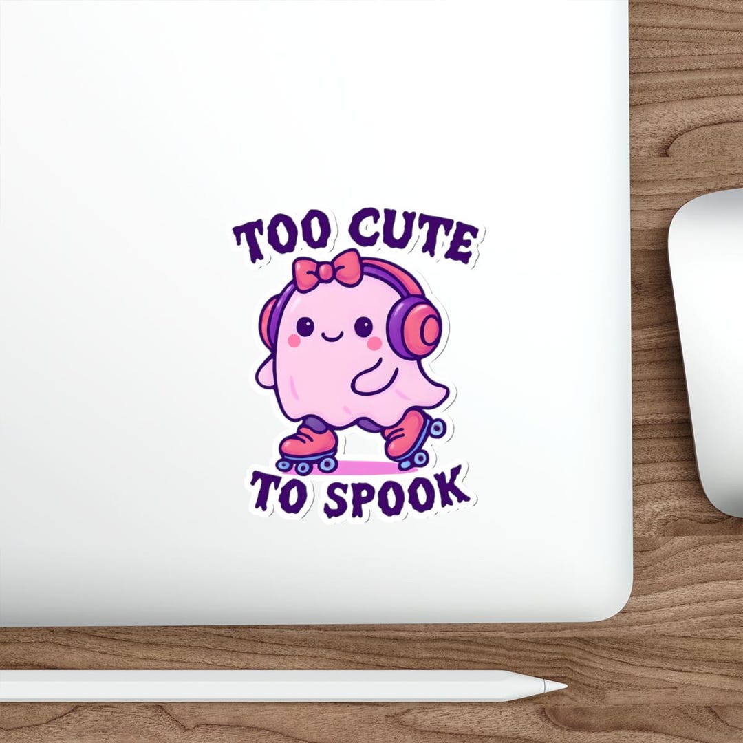 Too Cute to Spook Ghost Sticker Roller Skating Halloween Ghostie ...