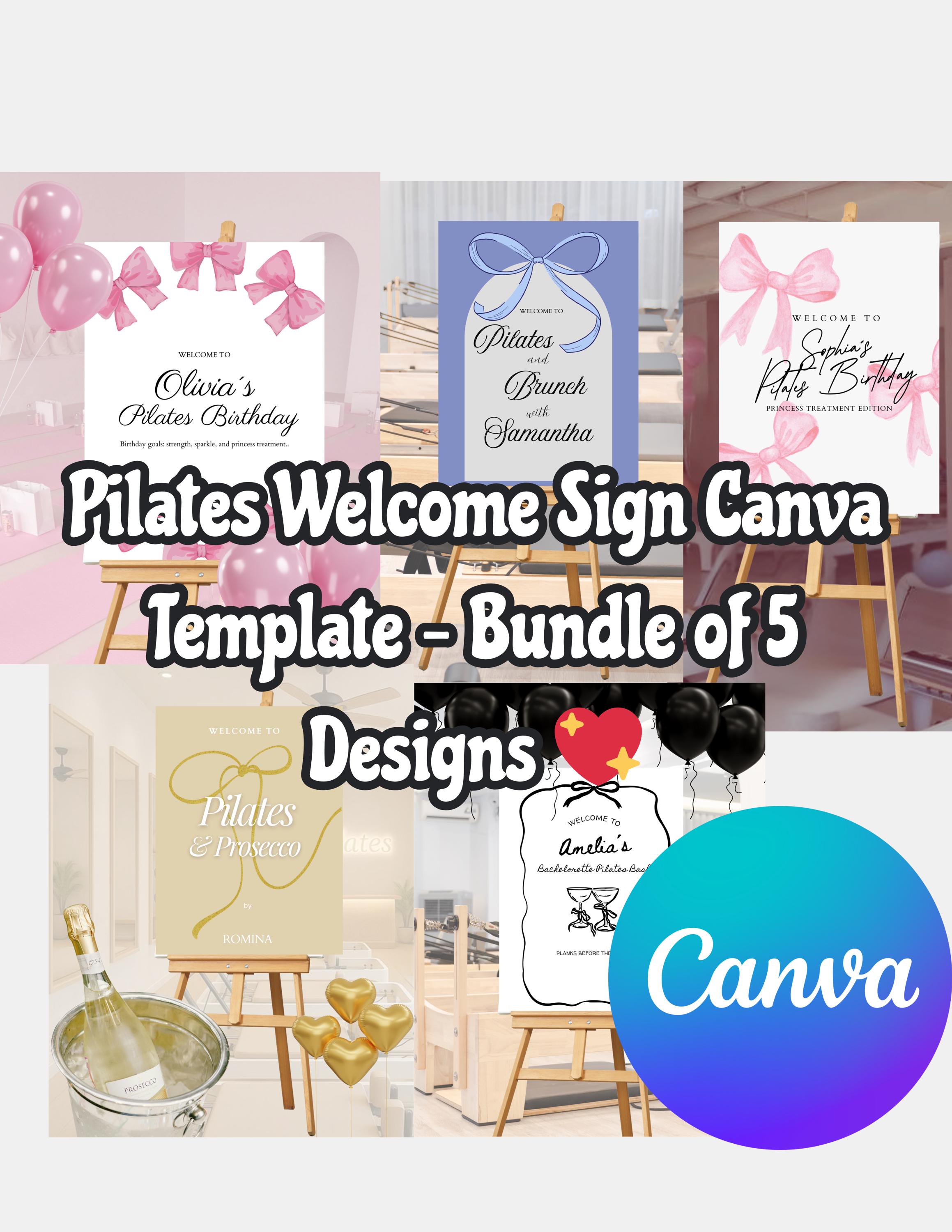 Pilates Welcome Sign Canva Template – Bundle of 5 Designs - Etsy