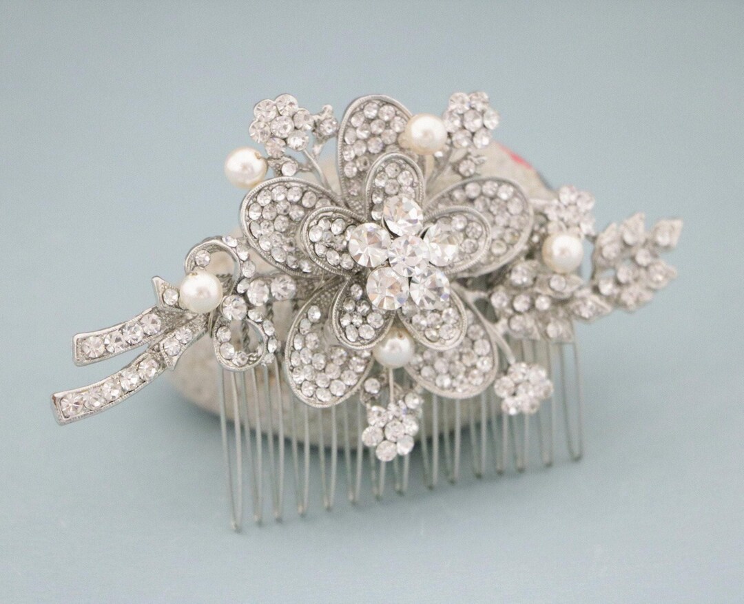 Gold Sparkle Crystal Hair Comb Gold Floral Hair Comb Bridal Hair Piece ...