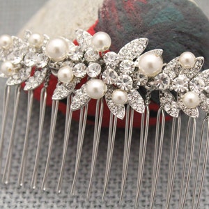 Pearl and Jewel Hair Comb Gold and Crystal Hair Piece Wedding Hair ...