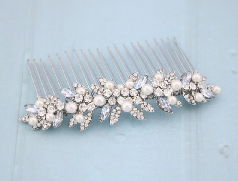 Something Blue Hair Comb Wedding Hair Comb Gold Veil Comb Side Bridal ...