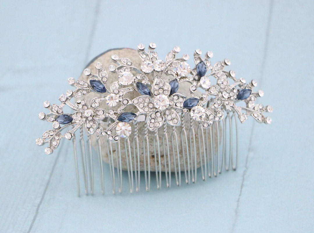 Bridal Hair Clips and Combs Denim Blue Wedding Hair Comb Navy Blue ...