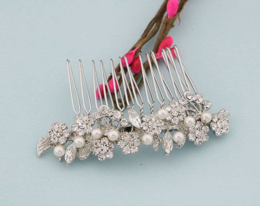 Silver Bridal Comb Side Wedding Hair Comb Pearl Hair Piece Wedding ...