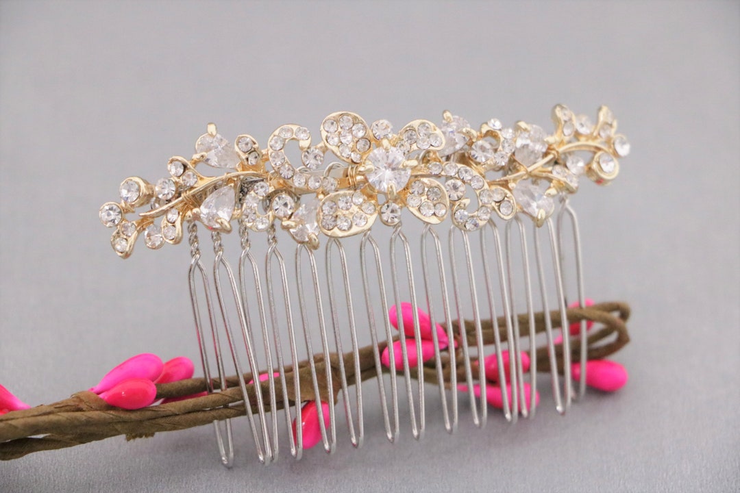 Wedding Side Hair Comb Bridal Comb Hairpiece Bohemian Rose Gold Wedding ...
