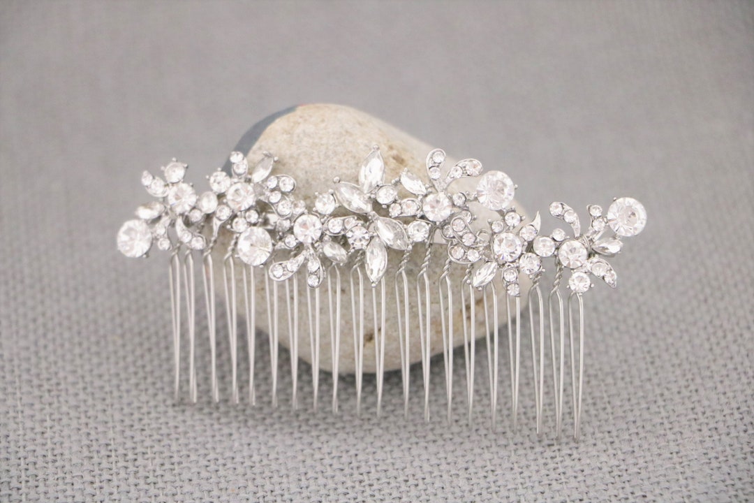 Wedding Silver Hair Piece Sparkle Hair Comb Bridal Haircomb Silver ...