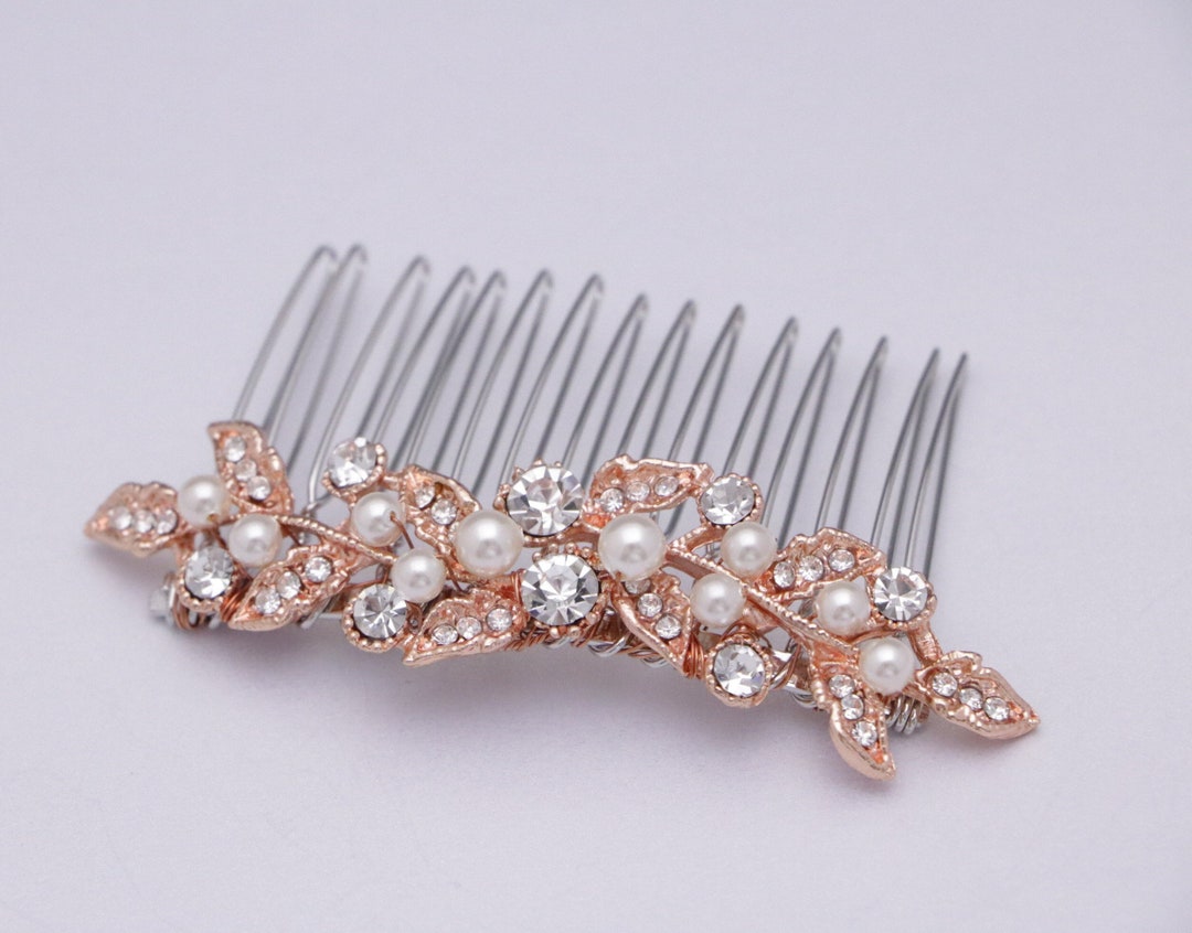Wedding Hair Comb Rose Gold Bridal Side Comb Wedding Hair - Etsy UK