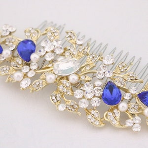 Simple Bridal Hair Comb Large Wedding Hair Comb Light Blue Wedding Comb ...