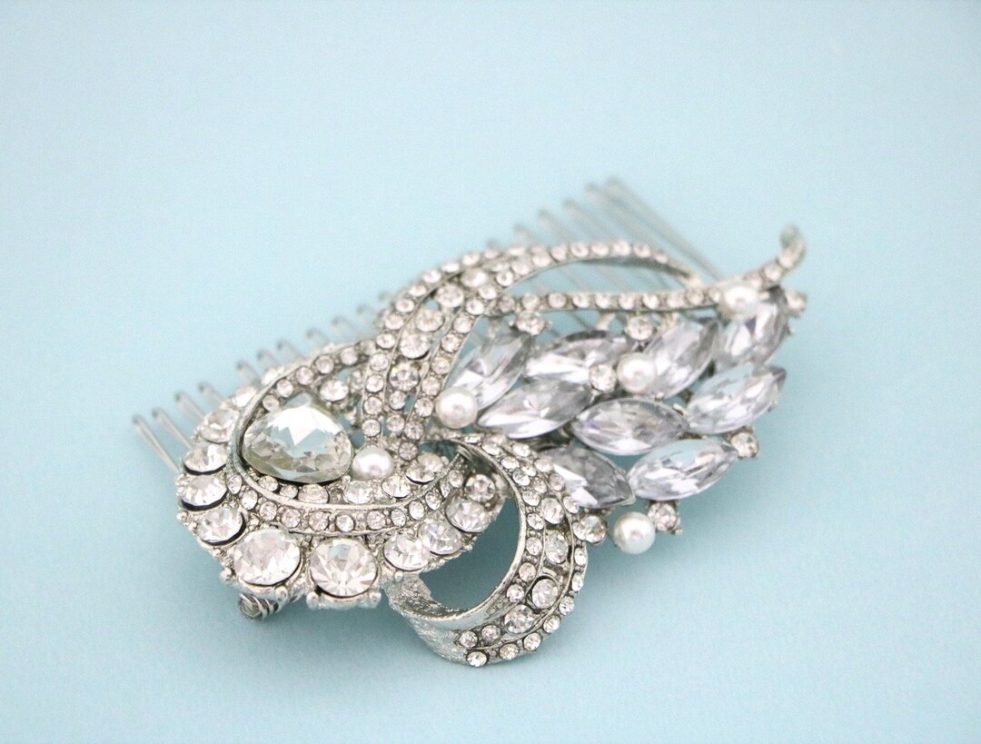 Pearl and Rhinestone Bridal Hair Comb Silver Wedding Comb Crystal Hair ...