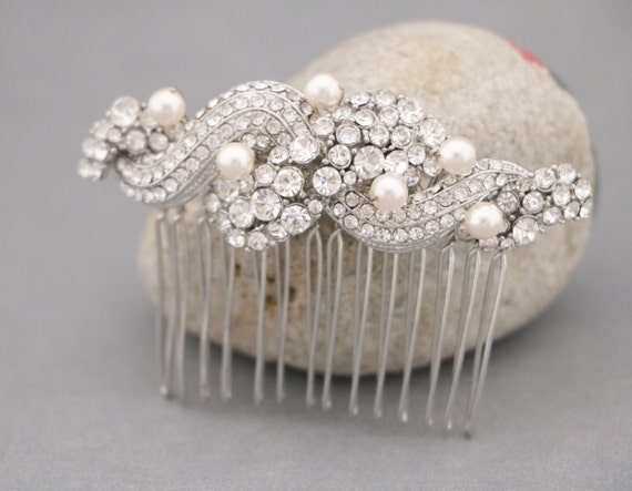Silver Wedding Hair Comb Pearl Hair Piece Wedding Hair Accessories Floral Wedding Comb Rhinestone Bridal Hair Comb Crystal Headpiece Wedding Etsy UK