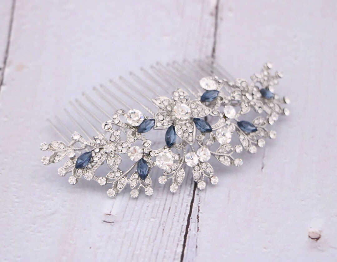 Denim Blue Wedding Hair Comb Blue Hair Jewelry Wedding Comb in ...